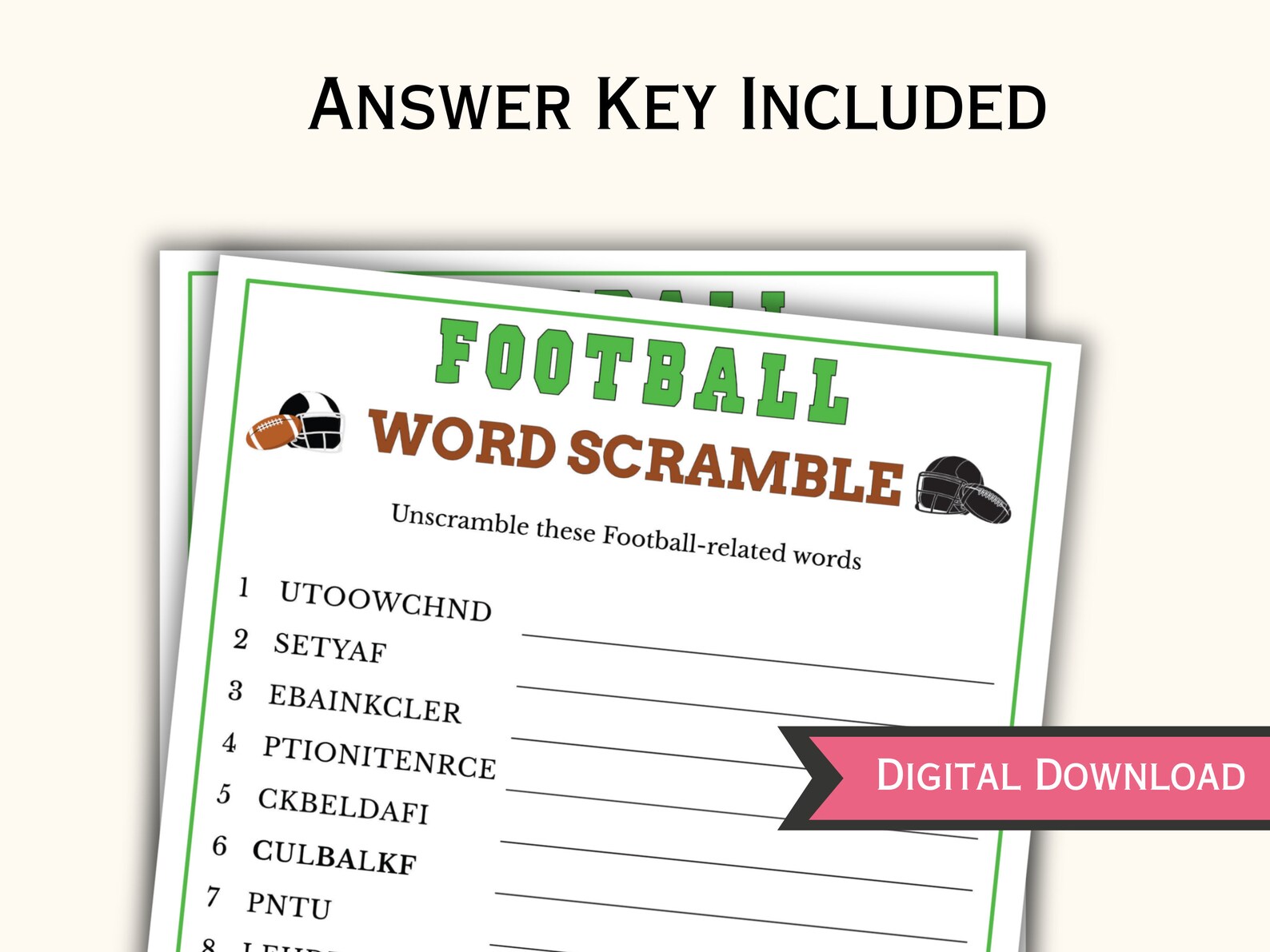 Football Game Bundle 15 Printable Football Party Games Pack Football ...