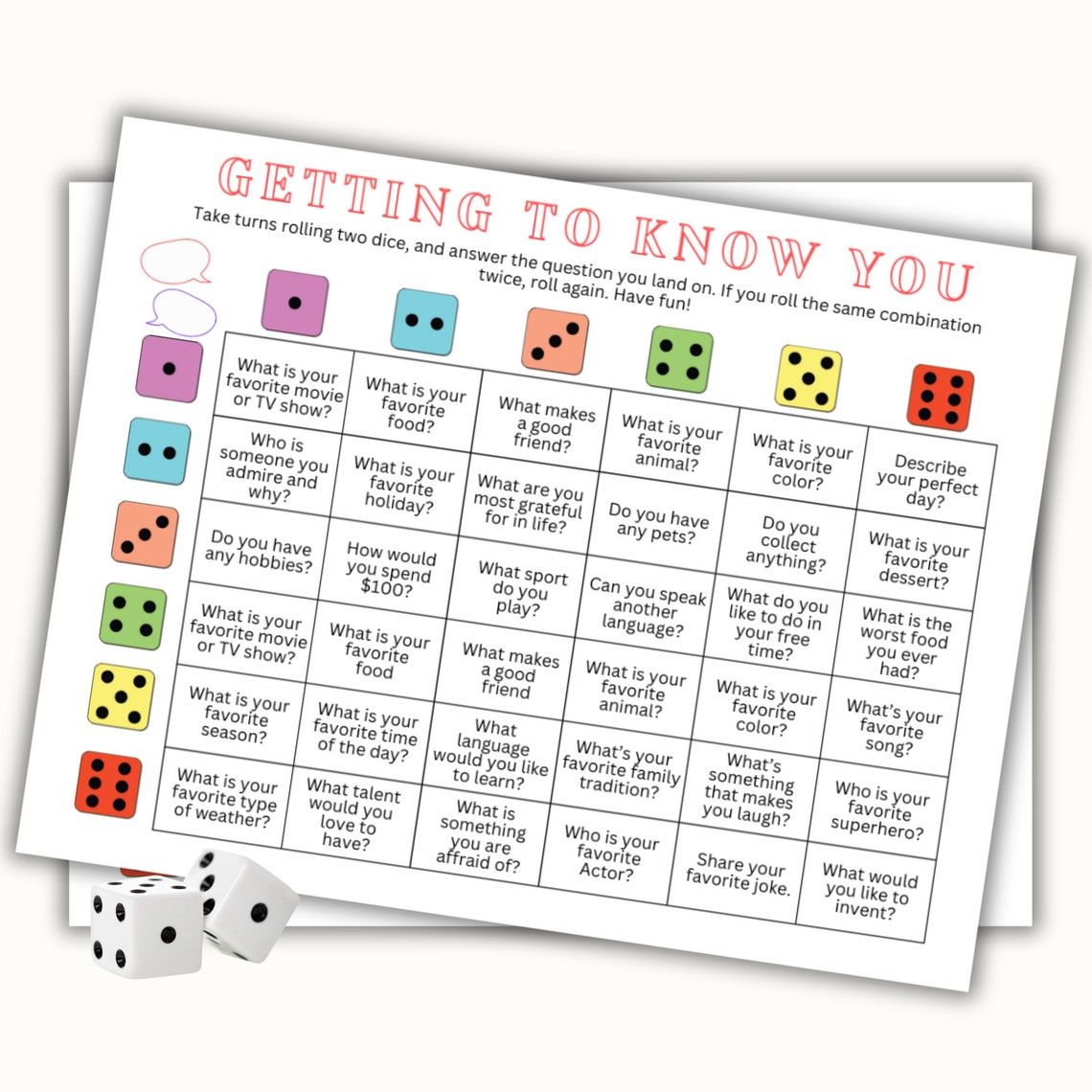 Roll and Tell Dicebreaker Game - Back to School Icebreaker Activity ...