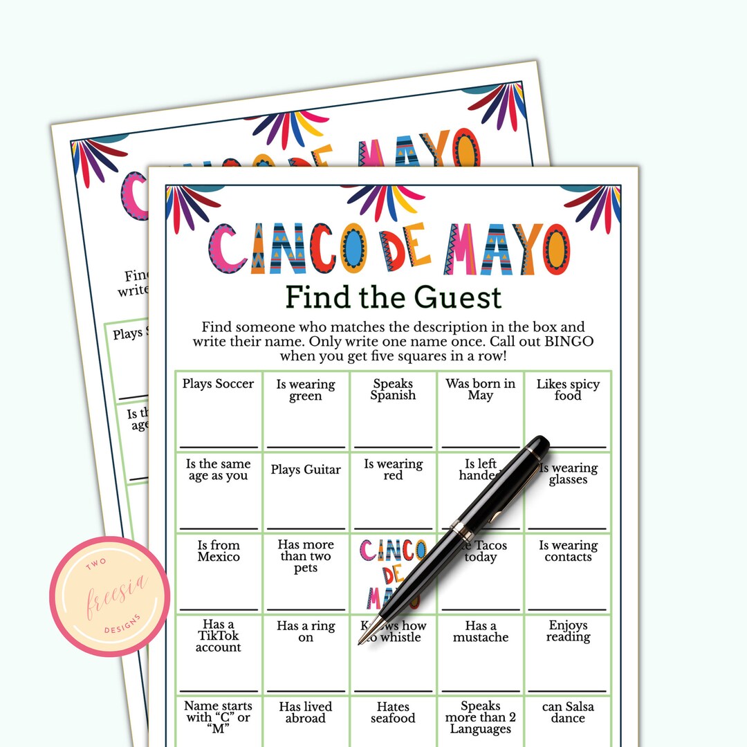 Cinco De Mayo Find the Guest Game - Printable Mexican Fiesta Game for ...