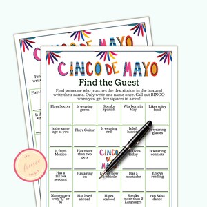 Cinco De Mayo Find the Guest Game - Printable Mexican Fiesta Game for ...