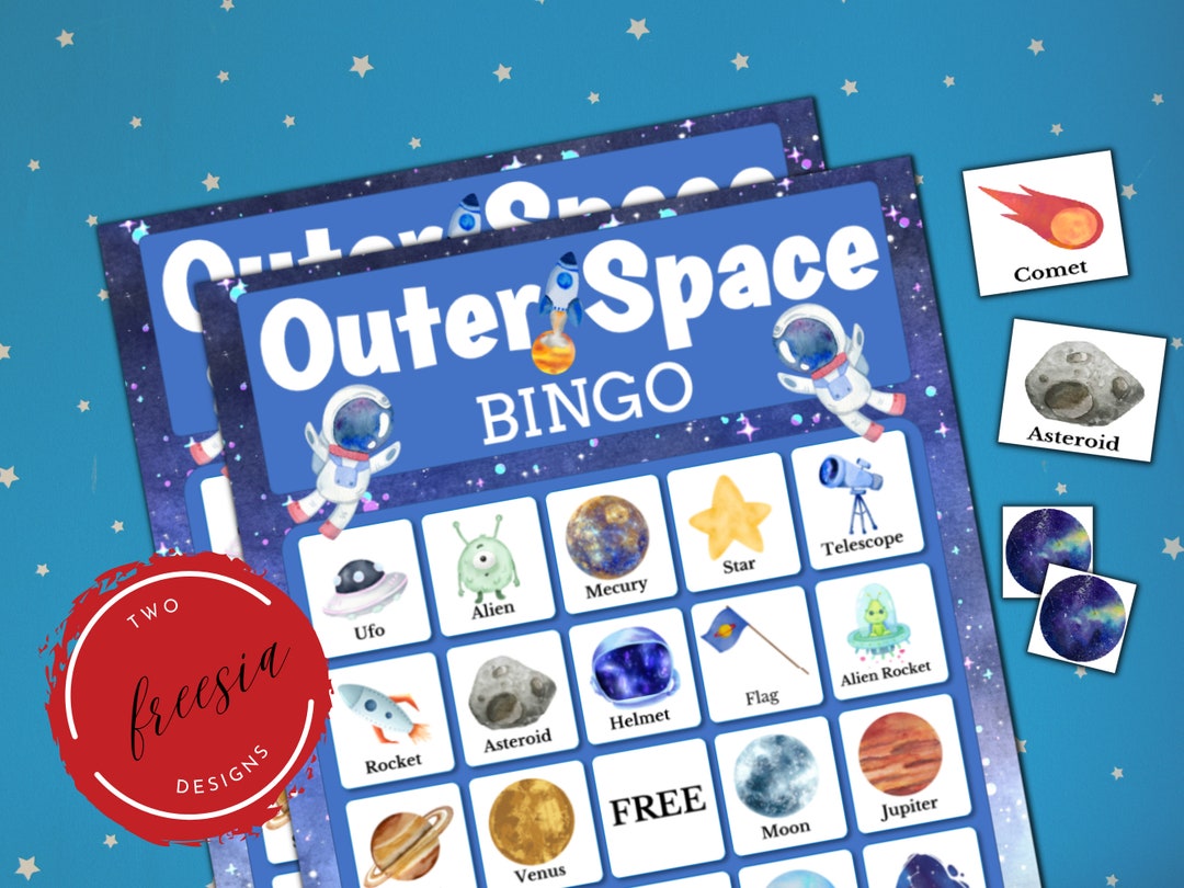 Outer Space Bingo Game Printable Space Bingo Game for Kids - Etsy