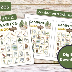 Camping Bingo Game Cards for Kids, Adults and Family Party Favors ...