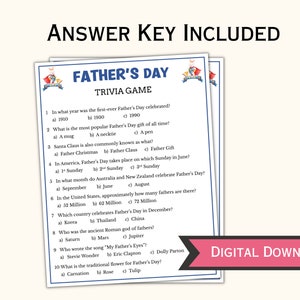 Father's Day Trivia Game - Printable Father's Day Game - Happy Father's ...