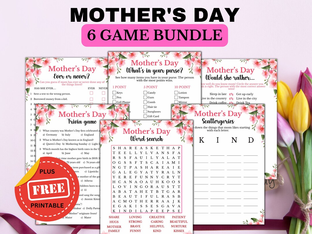 Mother's Day Game Bundle for Kids and Adults - Printable Family Party ...
