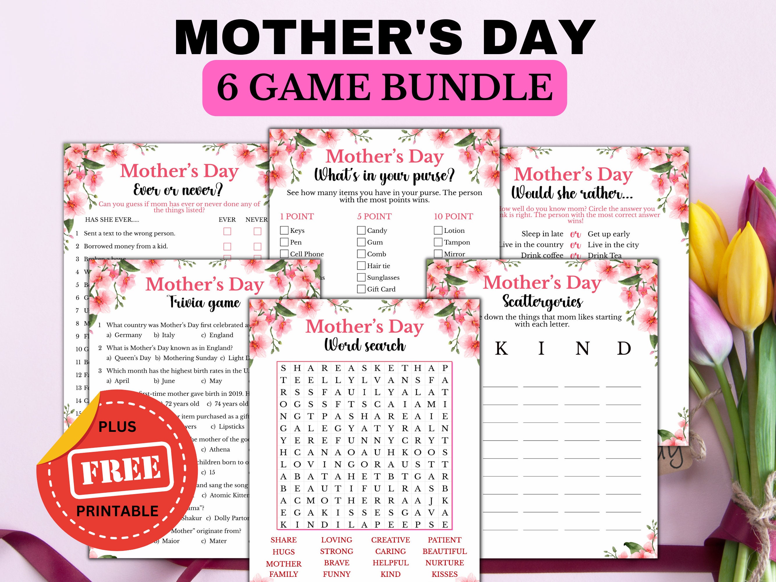 Mother's Day Game Bundle for Kids and Adults Printable Family Party ...