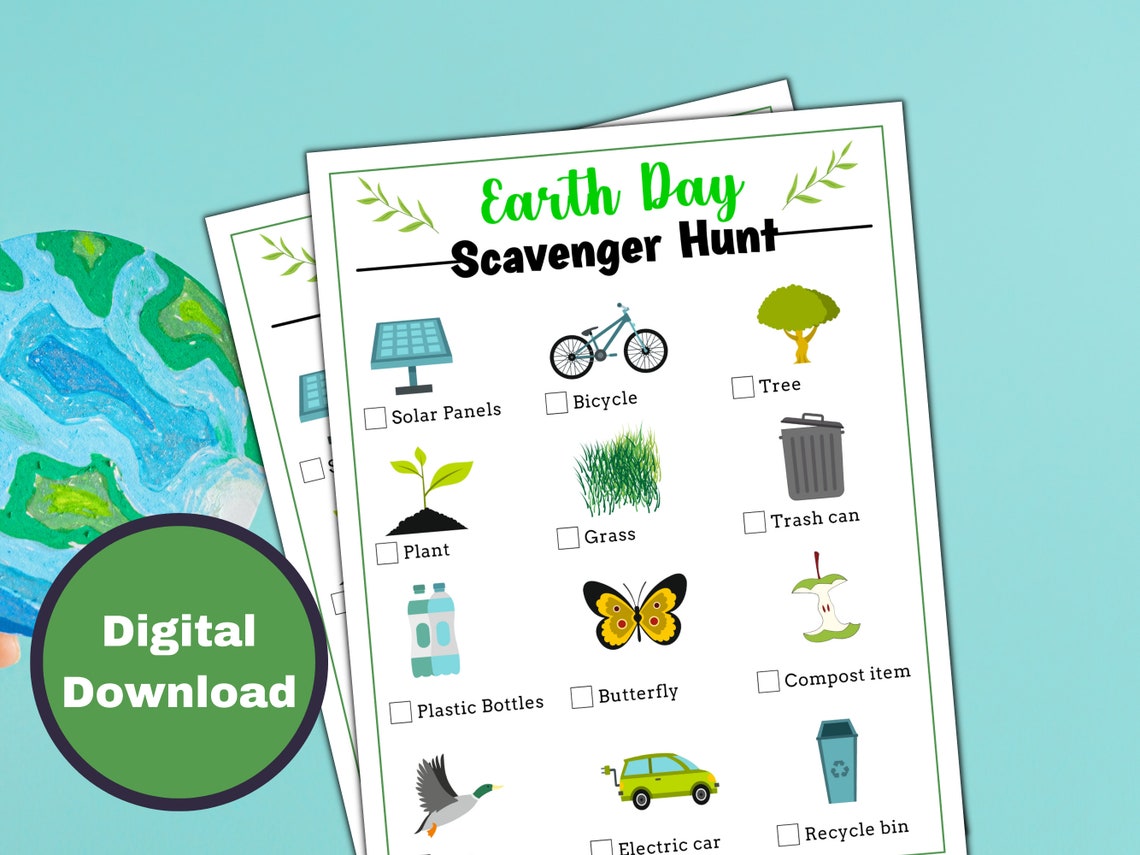 Printable Earth Day Scavenger Hunt Page Earth Day Activity Worksheet ...