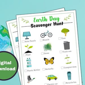 Printable Earth Day Scavenger Hunt Page- Earth Day Activity Worksheet ...