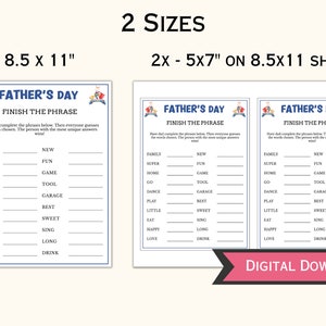 Finish the Phrase Game - Printable Father's Day Game and Activities for ...