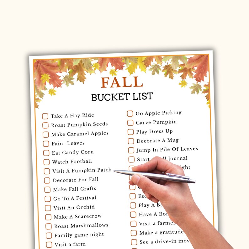 Fall Bucket List Printable Autumn Bucket List Fall to Do List Family ...