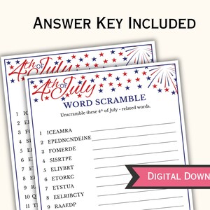4th of July Word Scramble Game - Printable Fourth of July Game ...