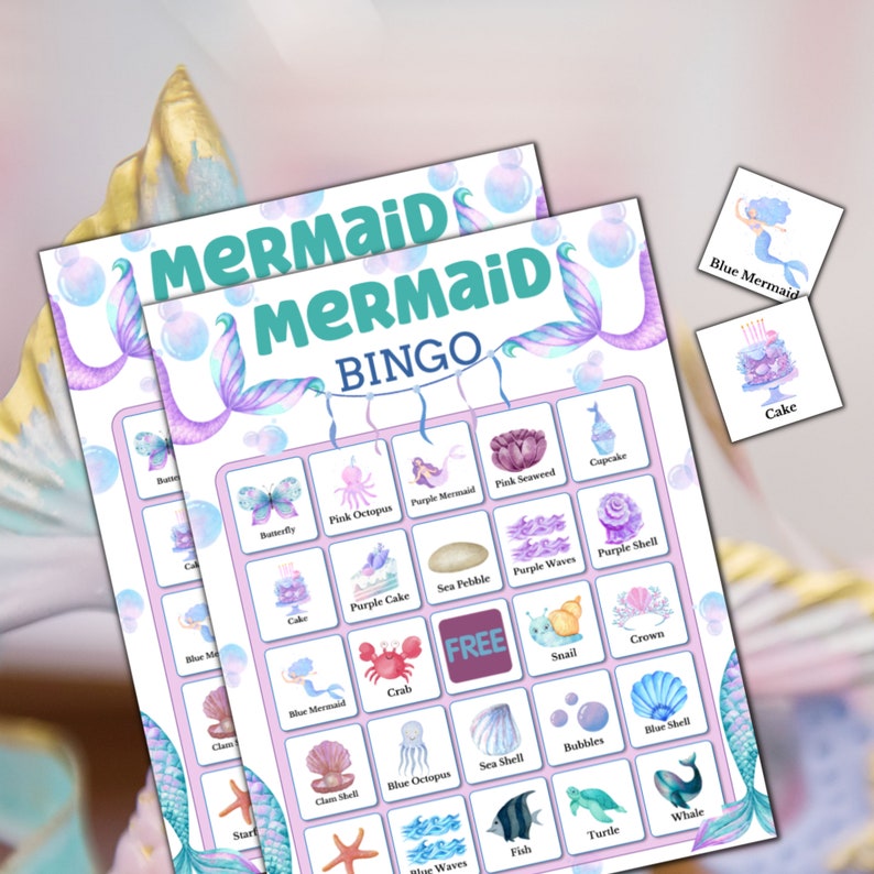 Mermaid Bingo Printable Game for Birthday Parties, Activities - Under ...
