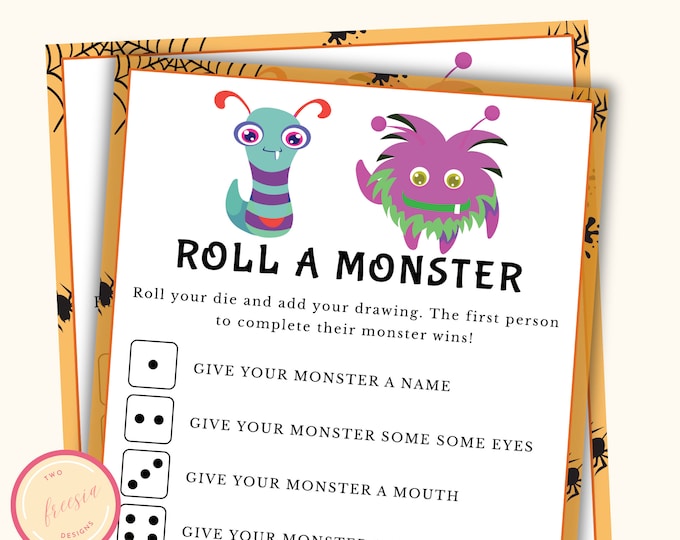 Roll A Monster Game | Printable Halloween Game | Halloween Activity for ...