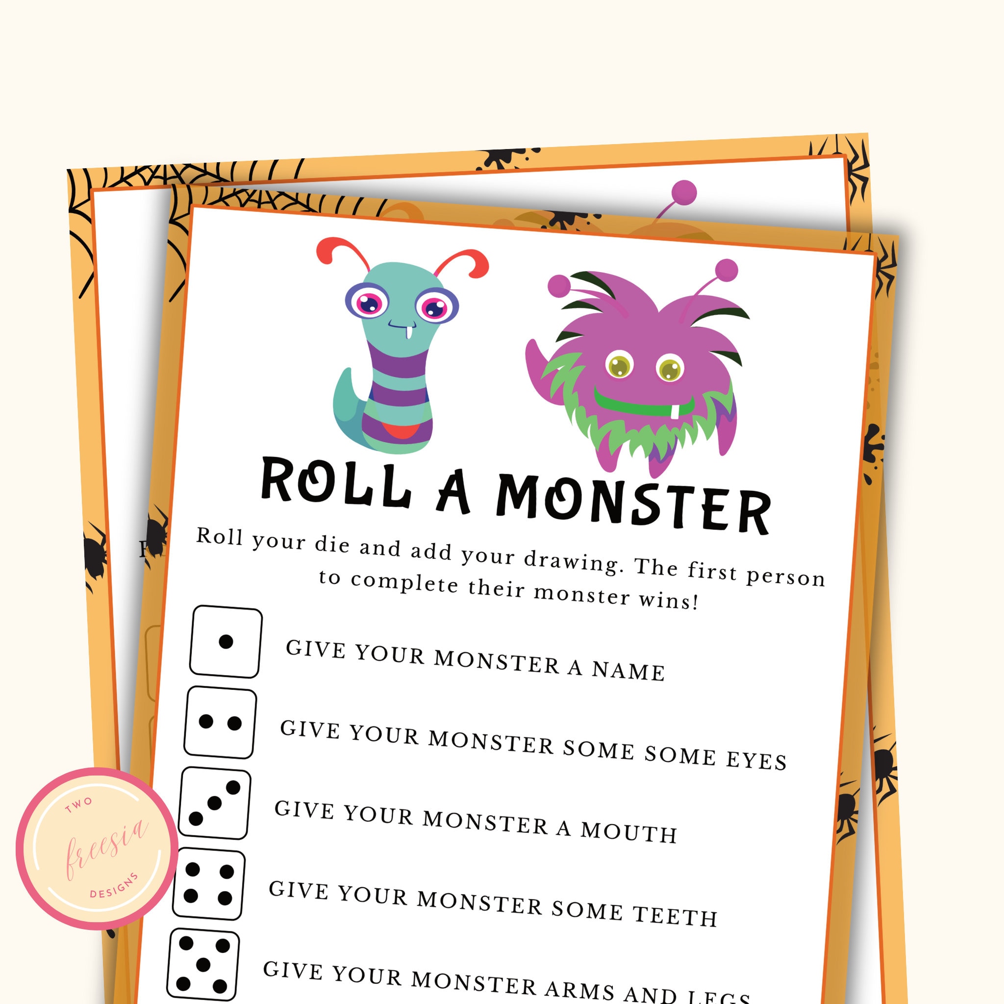 Roll a Monster Game - Printable Halloween Party Game for Kids ...