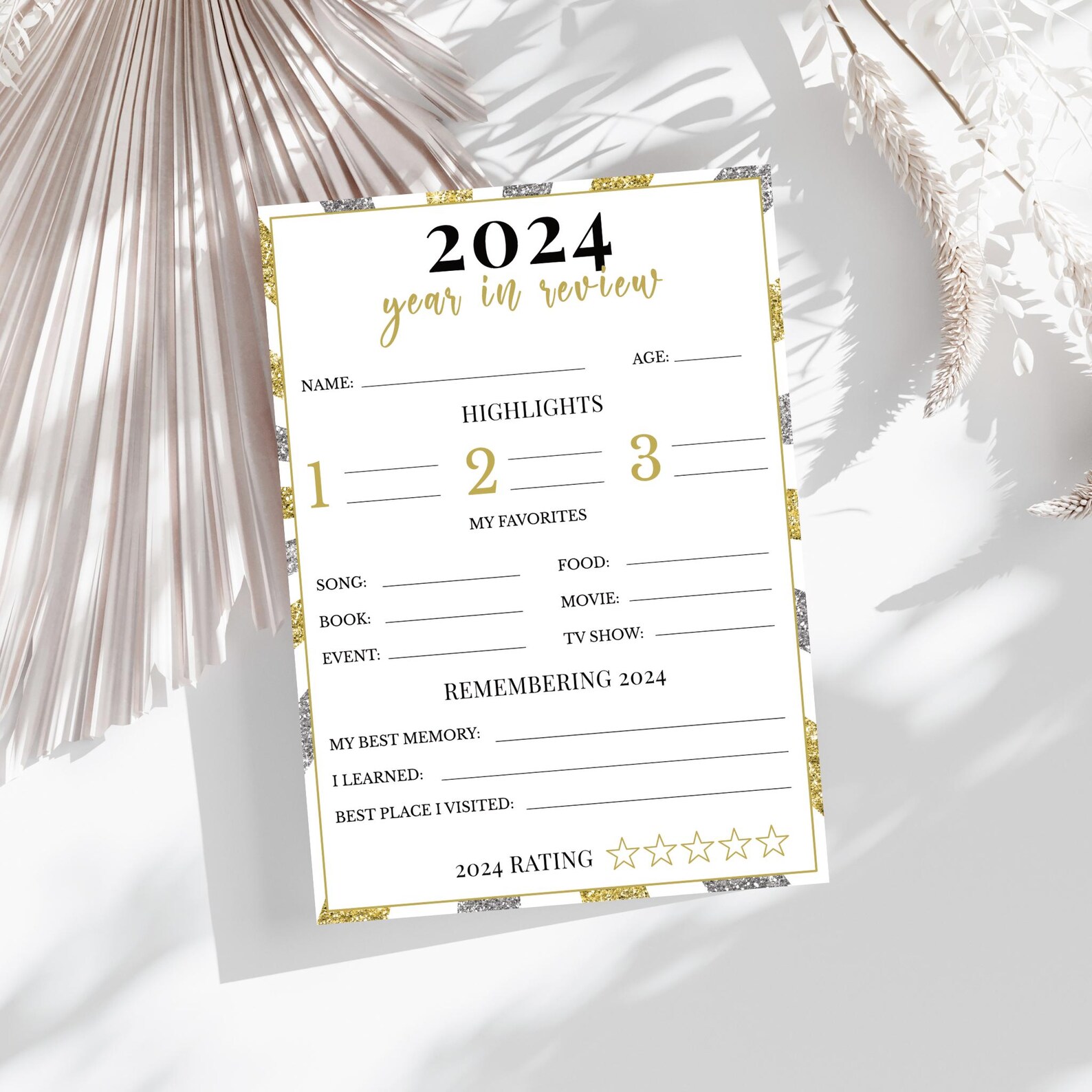 New Year's Printables, 2024 Year in Review, 2025 Resolutions, 2025 ...