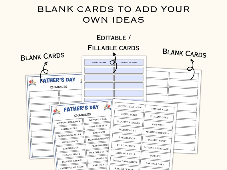 Printable Father's Day Charades Game - Family Game Night Activities for ...