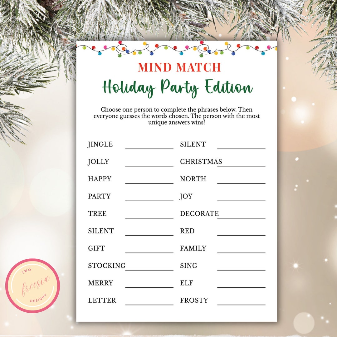Mind Match Christmas Game - Printable Christmas Party Game for Adults ...