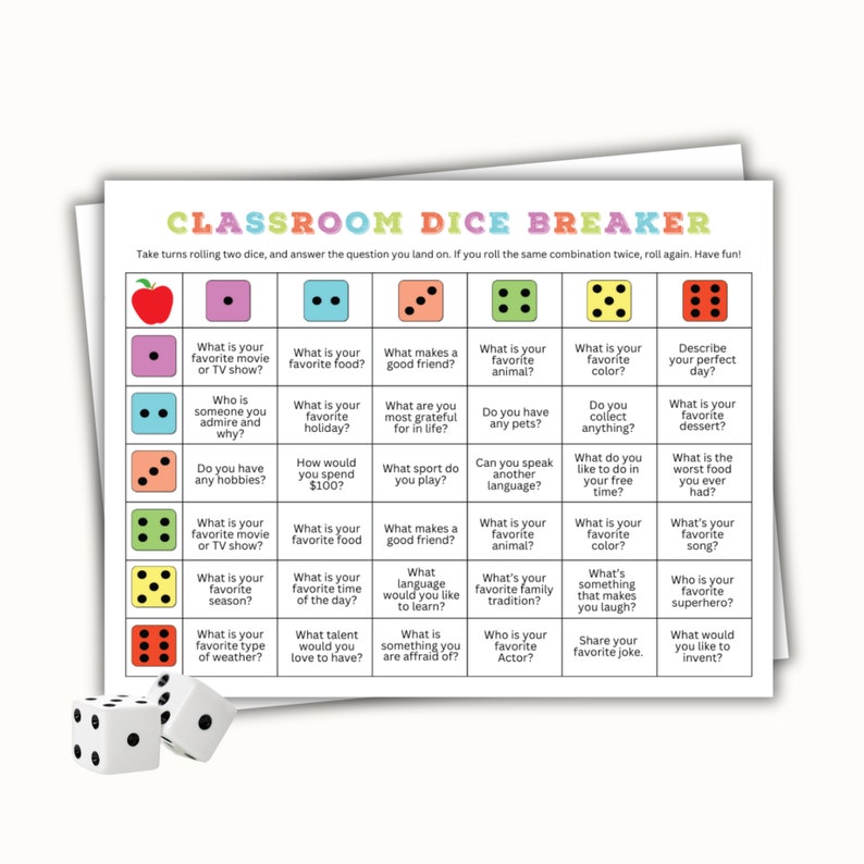 Classroom Dicebreaker Game - Back to School Icebreaker Activity Game ...