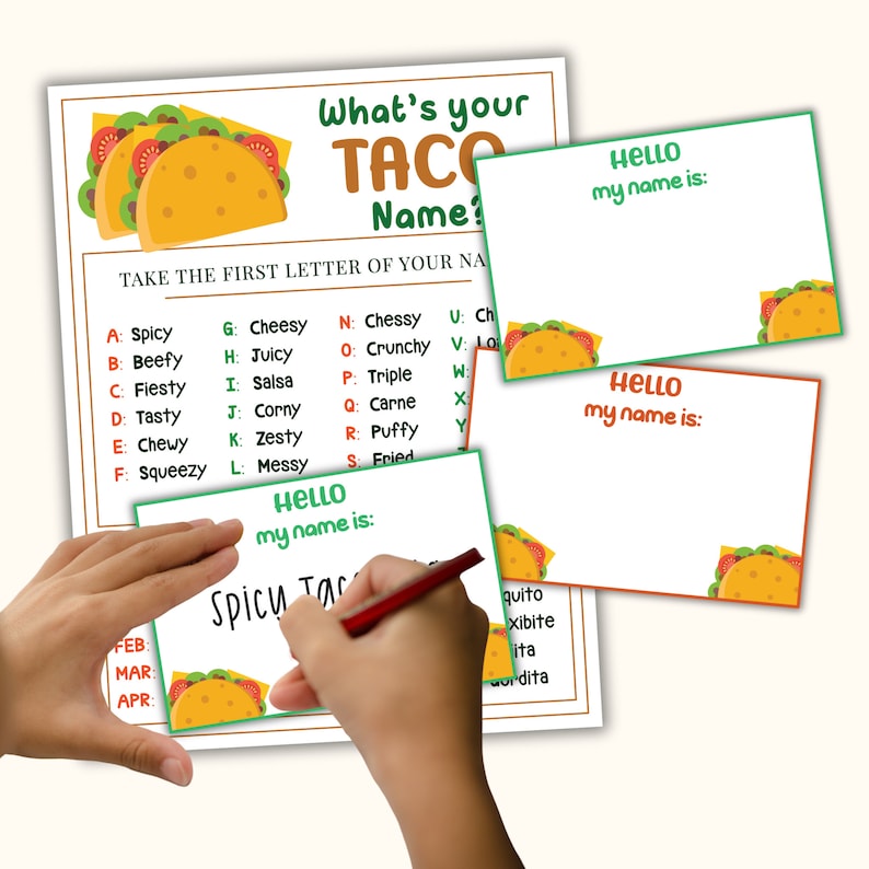 What's Your Taco Name - Cinco De Mayo Printable Game - Mexican Fiesta ...