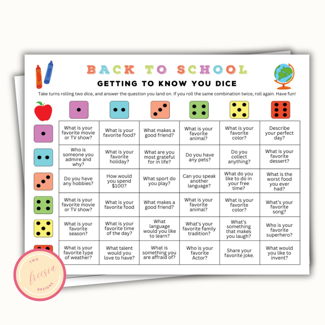 Back to School Dicebreaker - Classroom Icebreaker Activity - Roll ...