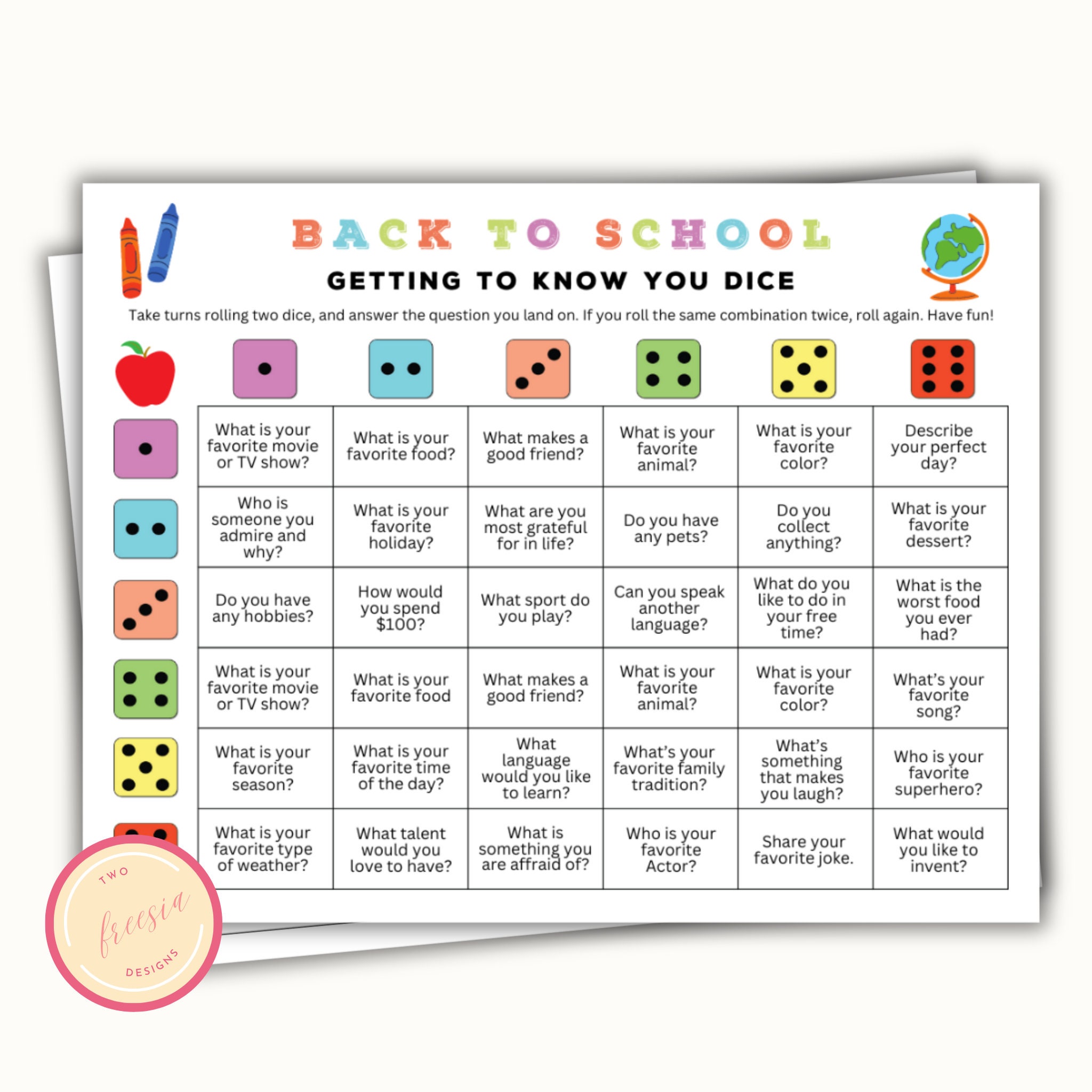 Back to School Dicebreaker - Classroom Icebreaker Activity - Roll ...
