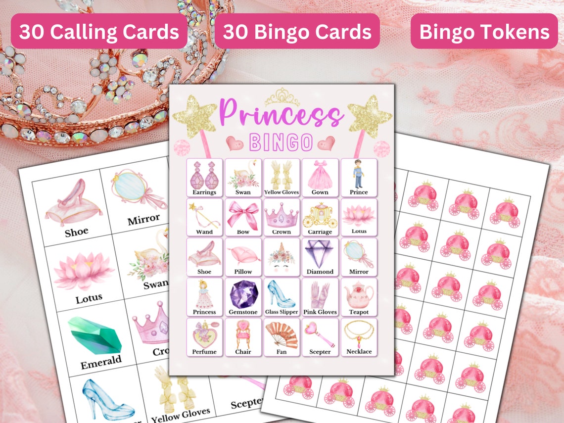 Princess Bingo Game Printable Princess Bingo for Girls Birthday, Brunch ...