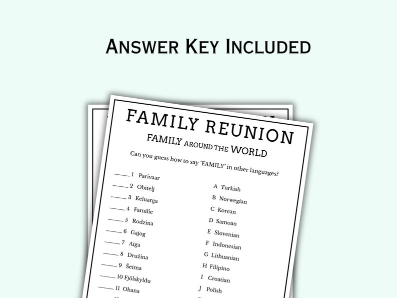 Family Around the World Game - Printable Family Reunion Party Games ...