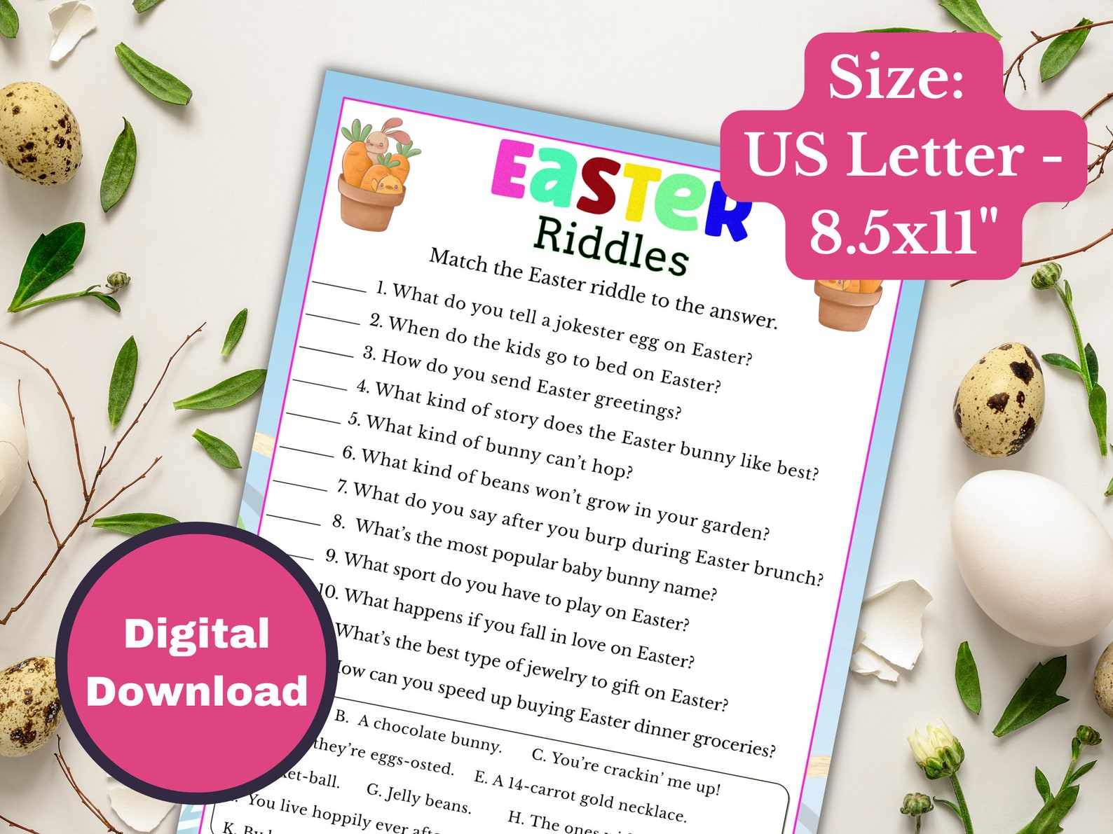 Easter Riddles Game - Easter Printable Games for Kids & Adults - Easter ...