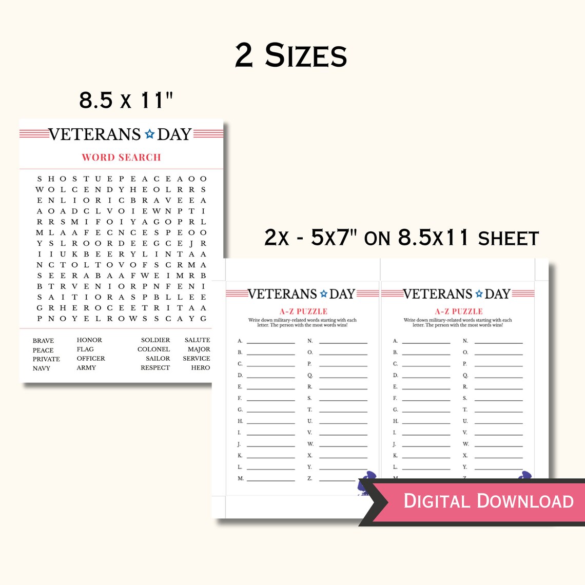 Veterans Day Game Bundle - American Trivia - 12 Printable Patriotic ...