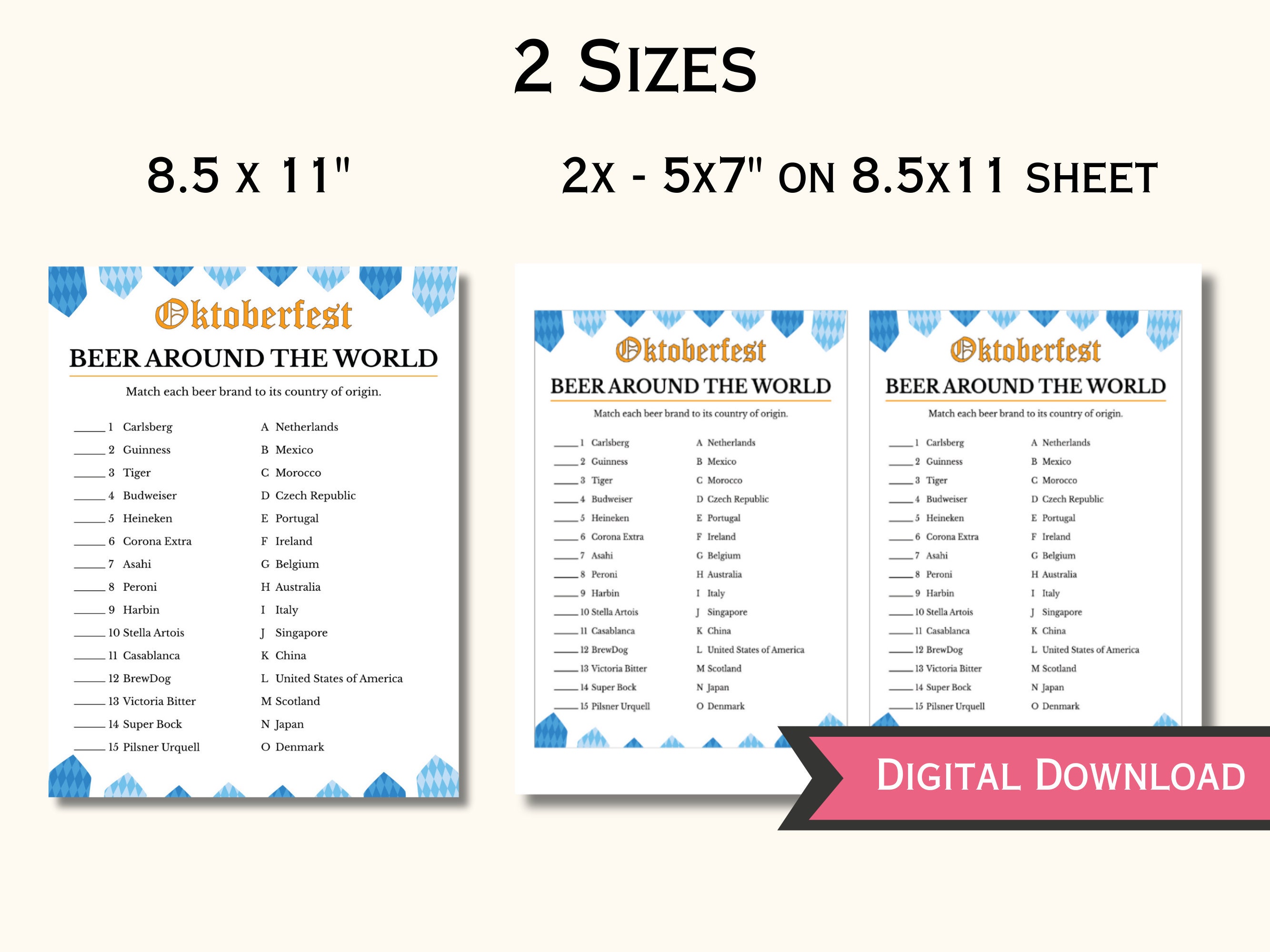 Beer Around the World - Printable Oktoberfest Party Game - Beer ...