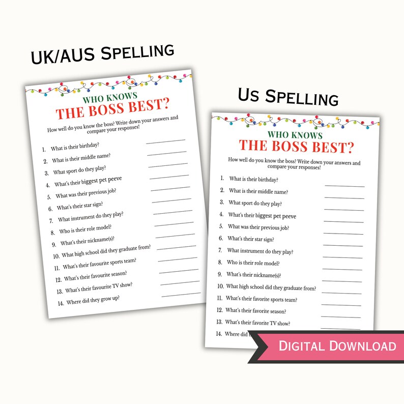 Who Knows the Boss Best - Christmas Office Party Icebreaker - Christmas ...