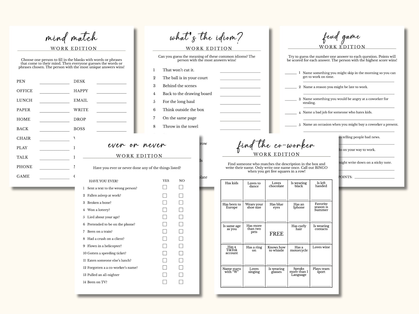 Work Party Games Bundle - 10 Printable Office Party Games for Team ...