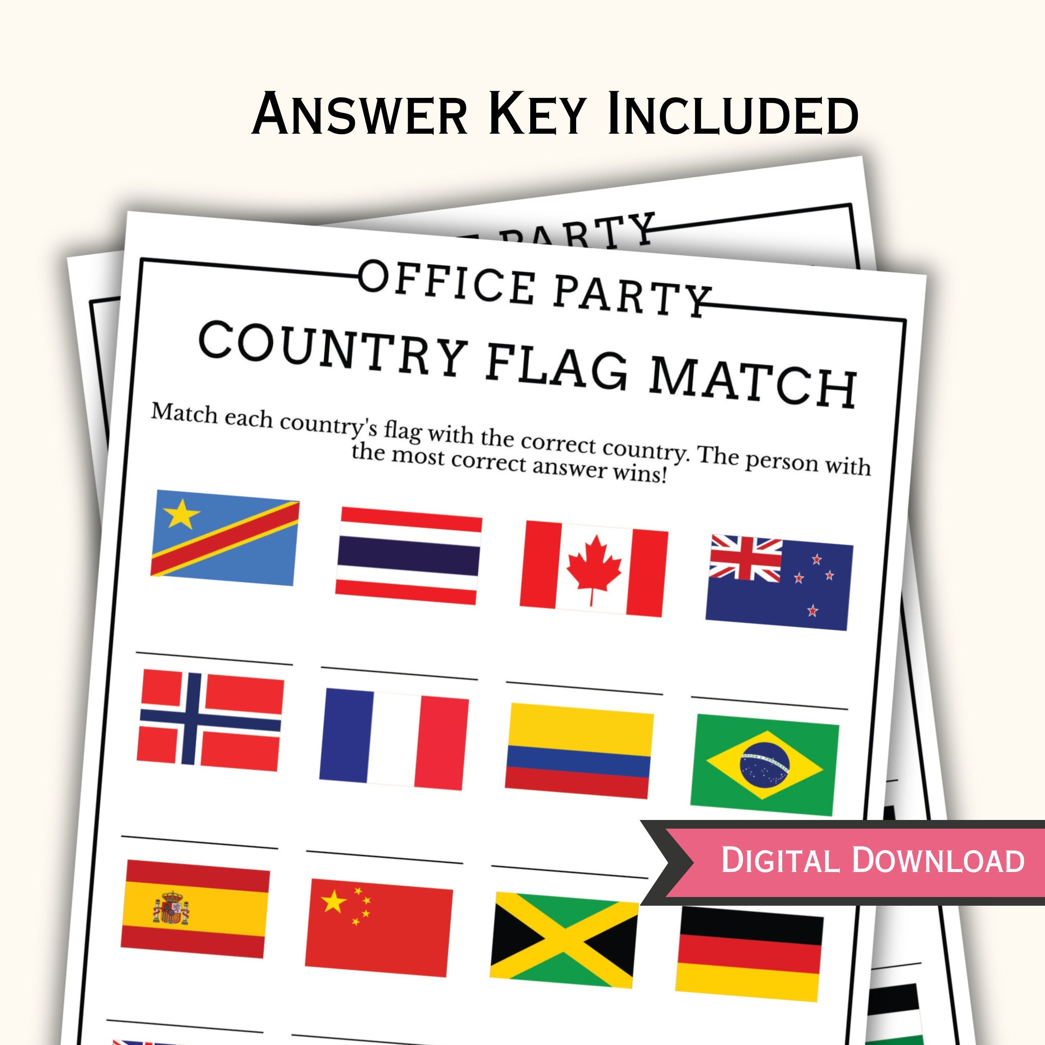 Office Party Country Match up Game Work Party Game for Team - Etsy