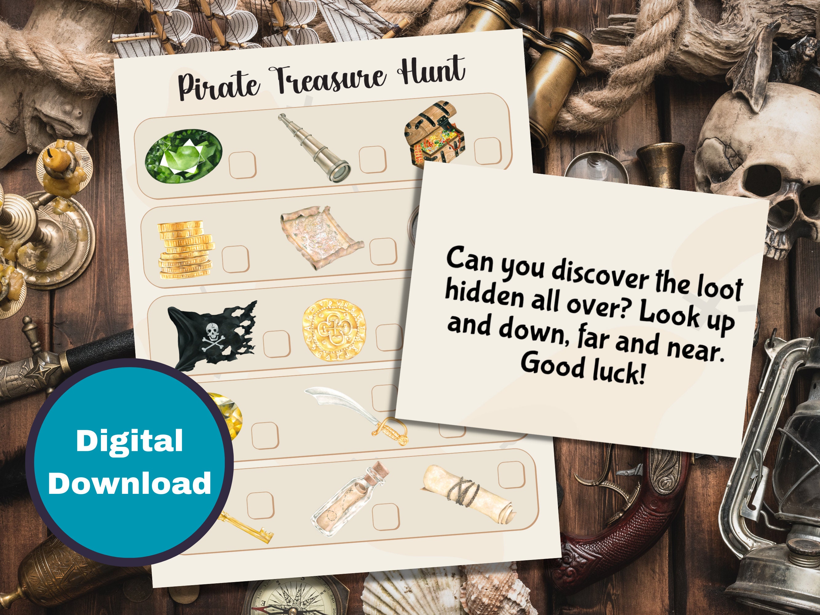 Printable Pirate Treasure Hunt Game for Kids Birthday Parties ...