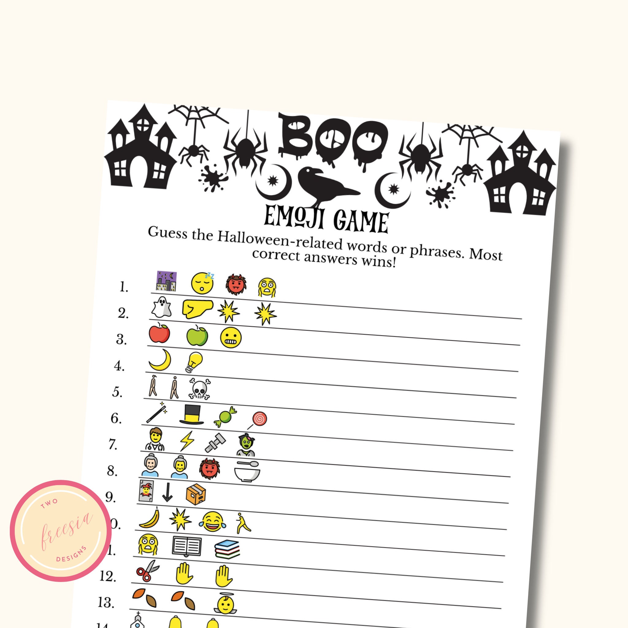 Halloween Emoji Game - Printable Halloween Party Game - Party ...