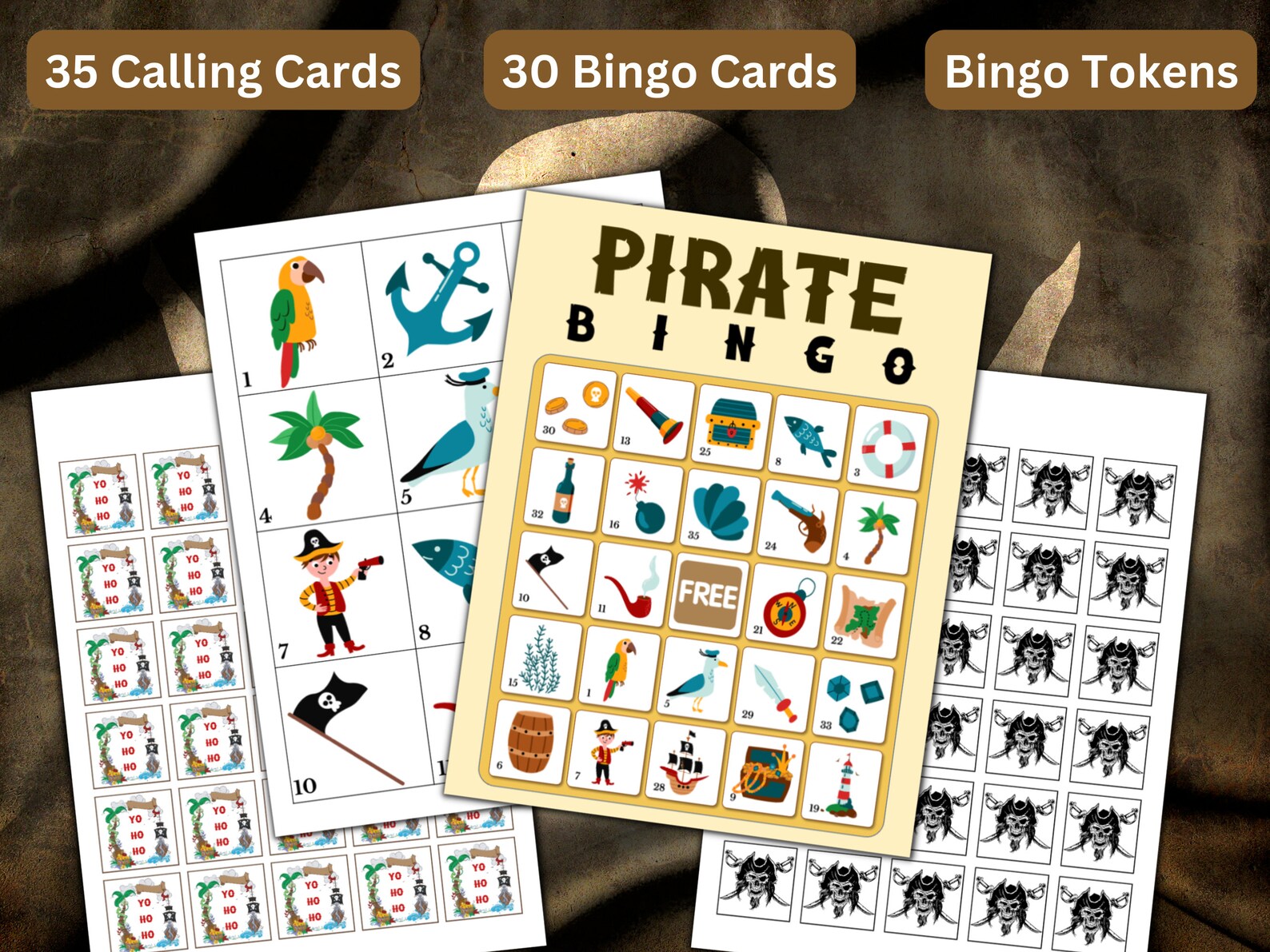 Pirate Bingo Cards - Printable Pirate Bingo Cards for Kids Birthday ...