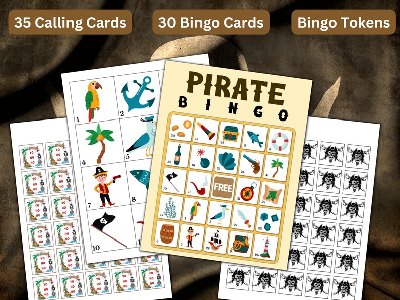 Pirate Bingo Cards Printable Pirate Bingo Cards for Kids Birthday Party ...