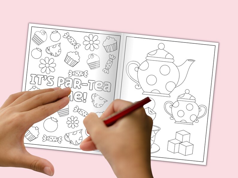 Tea Party Coloring Pages for Kids, Birthday Party, Bridal Shower ...