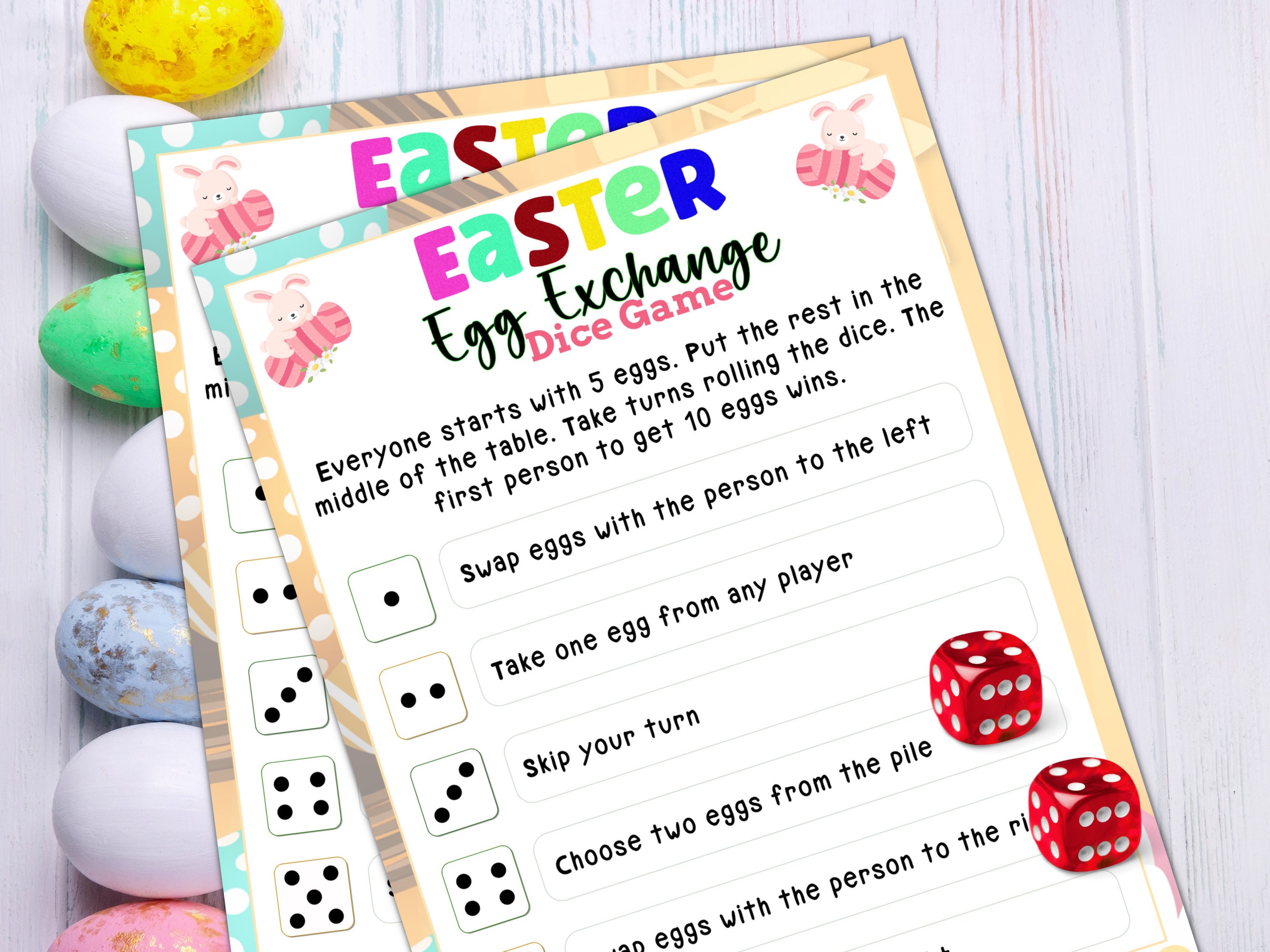 Easter Egg Exchange Dice Game - Easter Printable Games for Kids ...