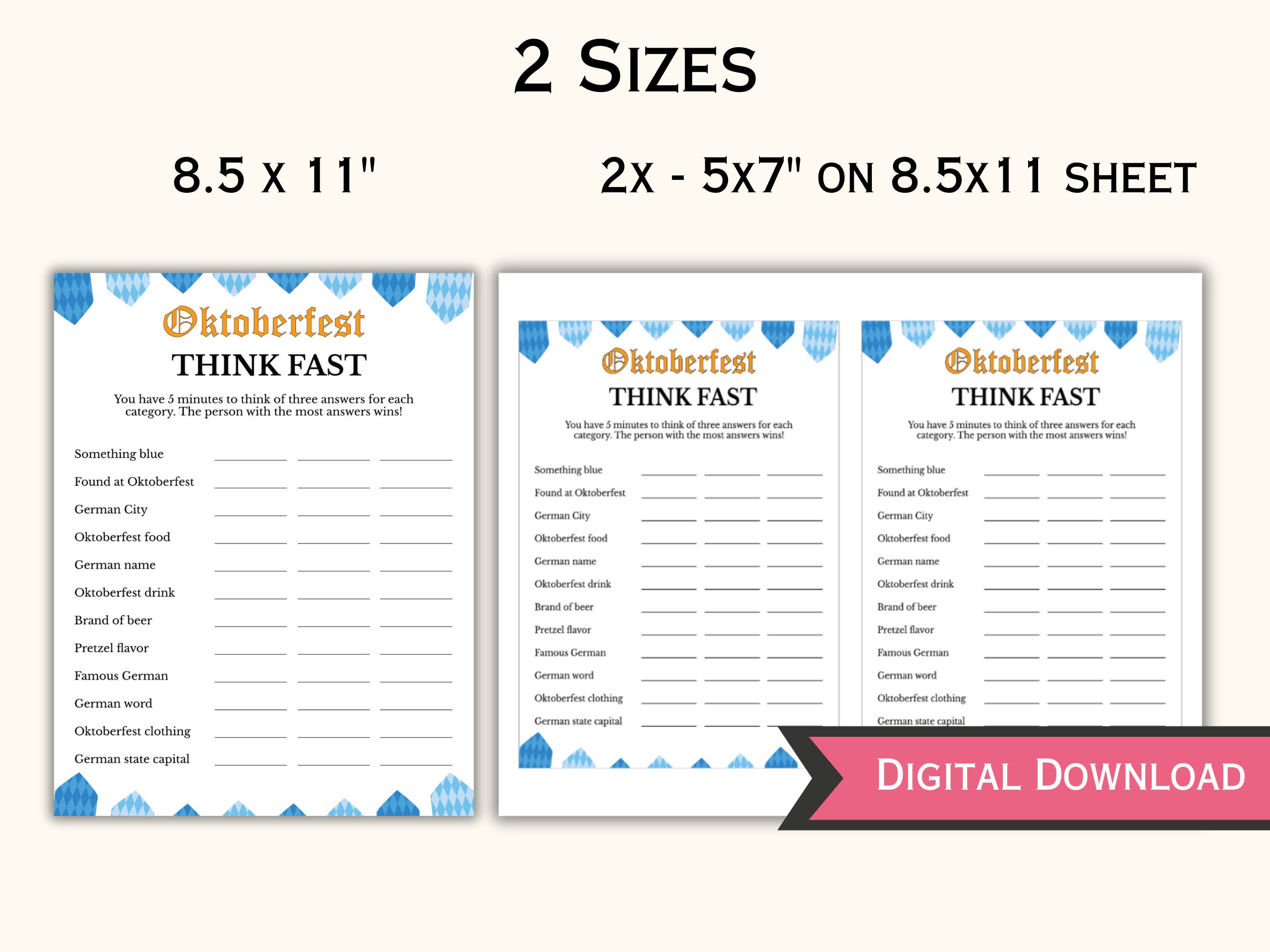 8 Oktoberfest Game Bundle - Printable Adult Oktoberfest Party Games ...