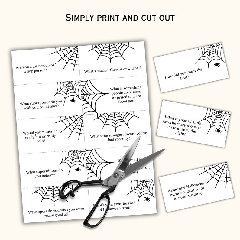 Printable Halloween Conversation Starters Cards - Halloween Icebreaker ...