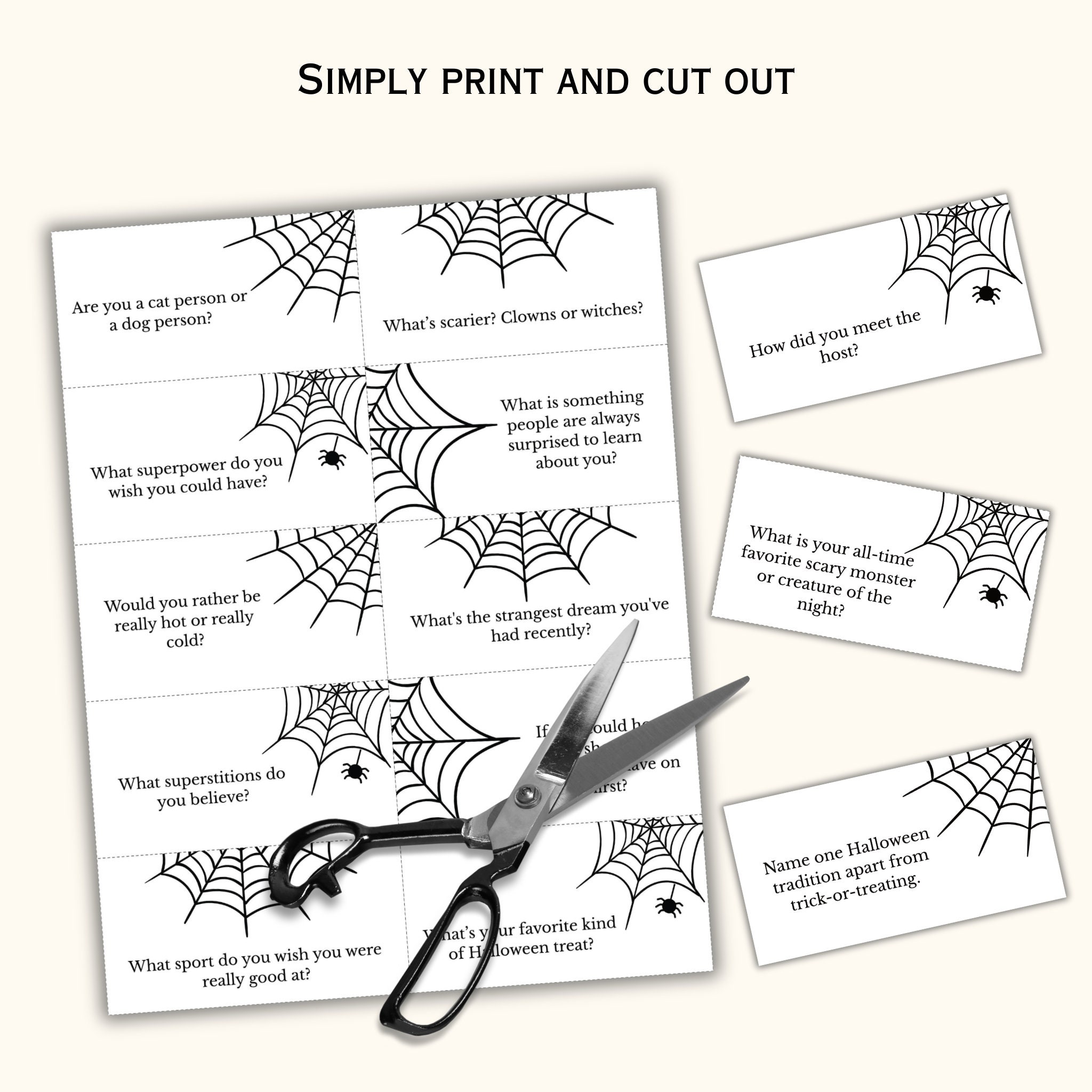 Printable Halloween Conversation Starters Cards - Halloween Icebreaker ...