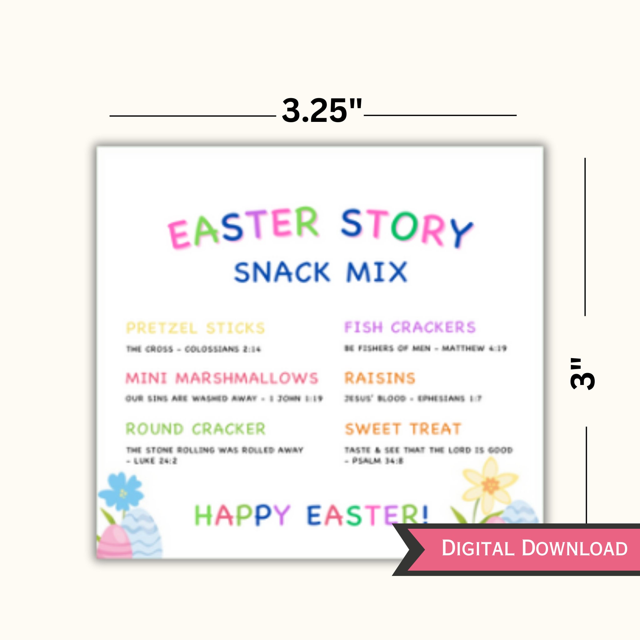 Editable Easter Story Snack Mix - Printable Easter Treat Gift Tag ...