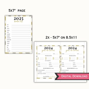New Year's Printables, 2024 Year in Review, 2025 Resolutions, 2025 ...