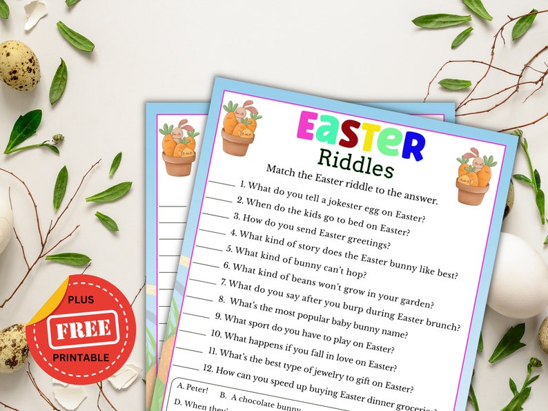 Easter Riddles Game Easter Printable Games for Kids & Adults Easter ...