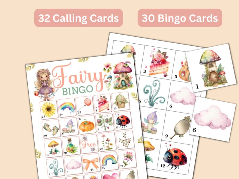 Fairy Bingo Game - Printable 30 Fairy Bingo Cards for Kids Fairy Themed ...