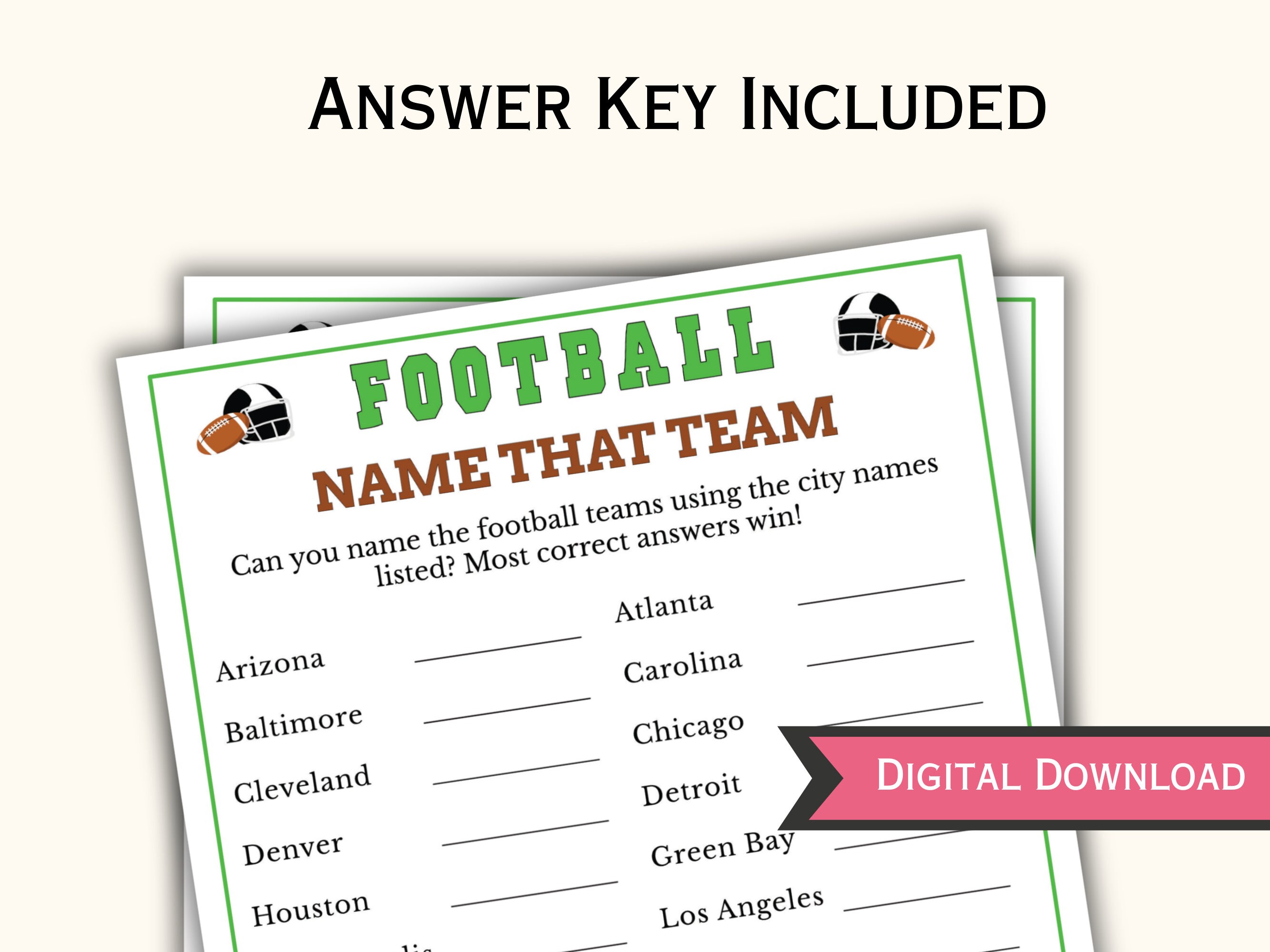 Football Party Game Name That Team Game Football Party Games for ...