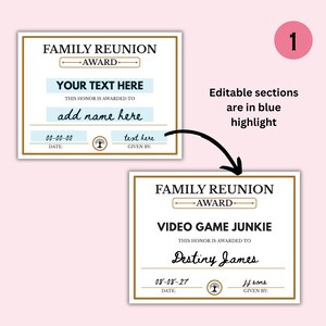 100 Editable Family Reunion Award Certificates - Funny Family Reunion ...