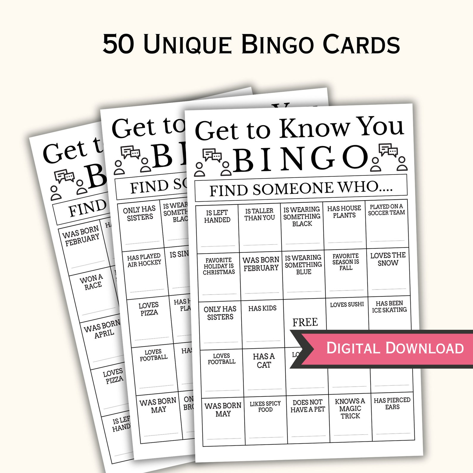 Get to Know You Bingo - Find Someone Who Bingo - Find the Guest ...