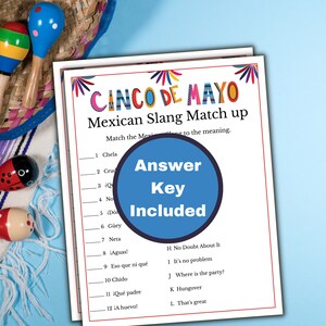 Cinco De Mayo Games - Mexican Slang Matchup Game - Mexican Fiesta Game ...