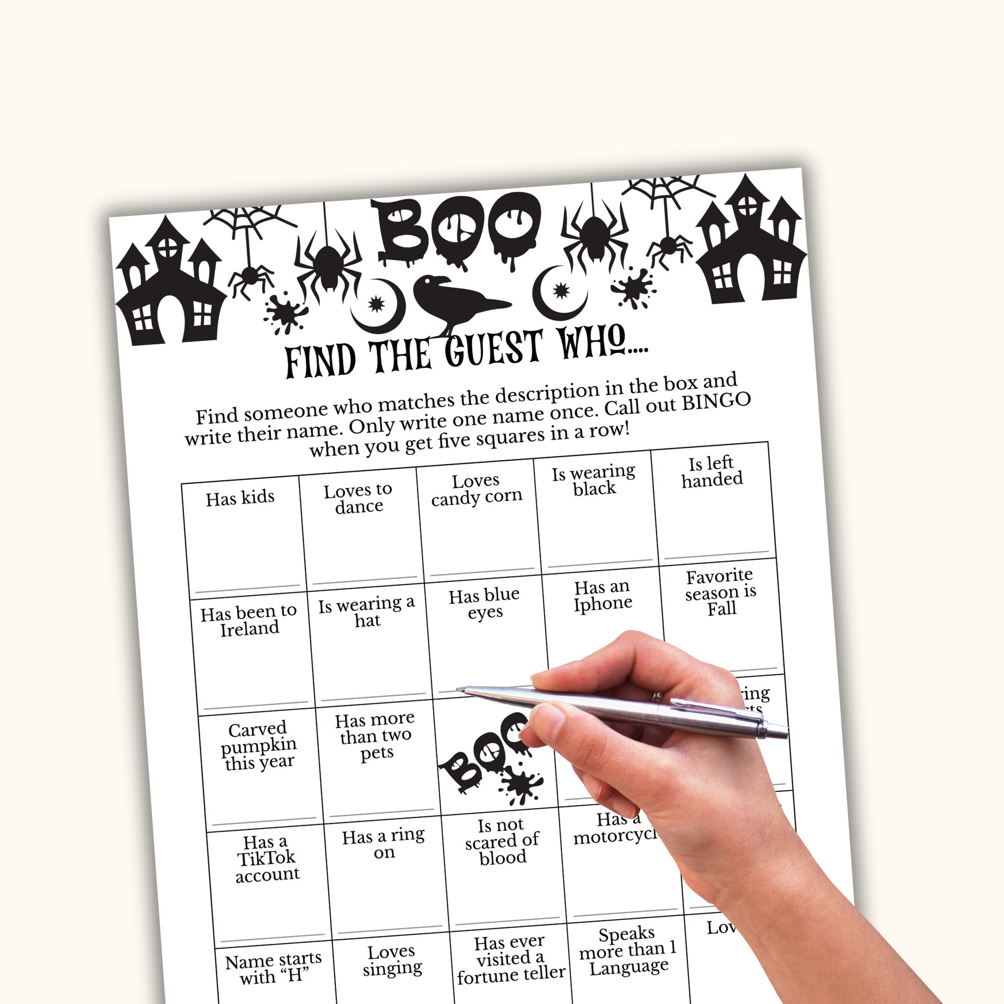 Halloween Find the Guest Bingo Game - Printable Halloween Party Game ...
